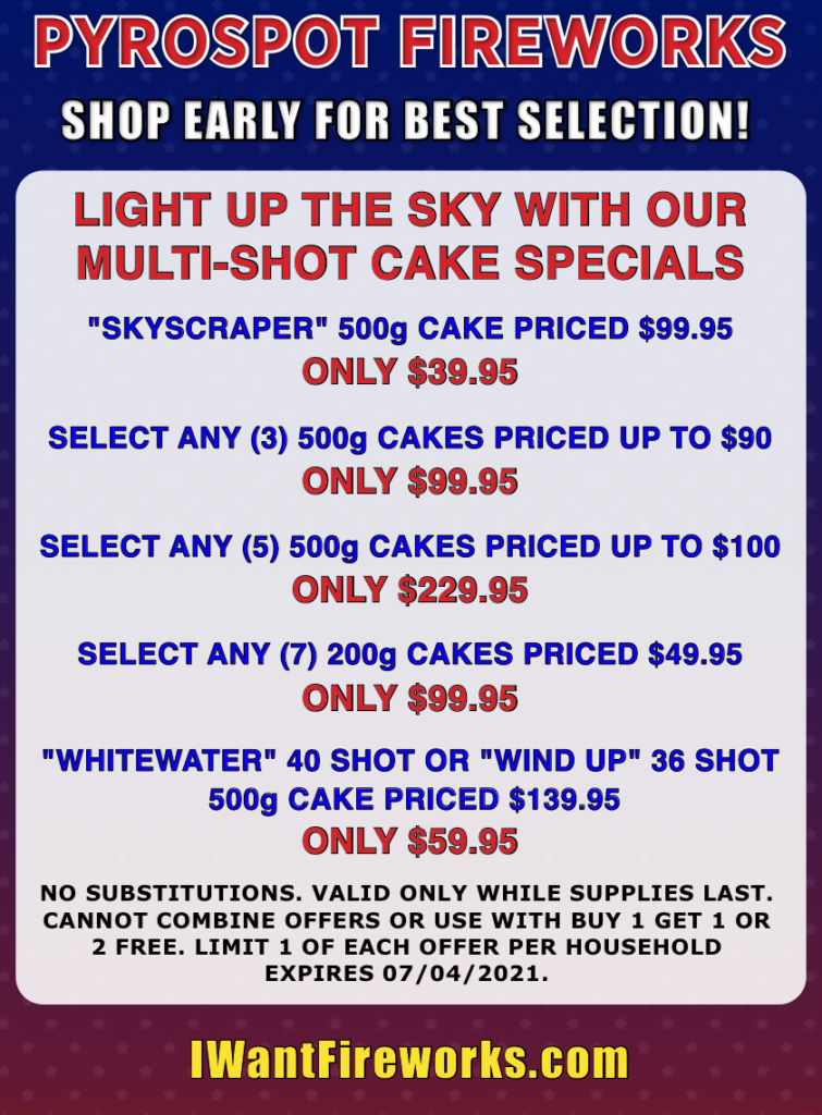 Specials ⋆ Discounts and Specials ⋆ PyroSpot Fireworks